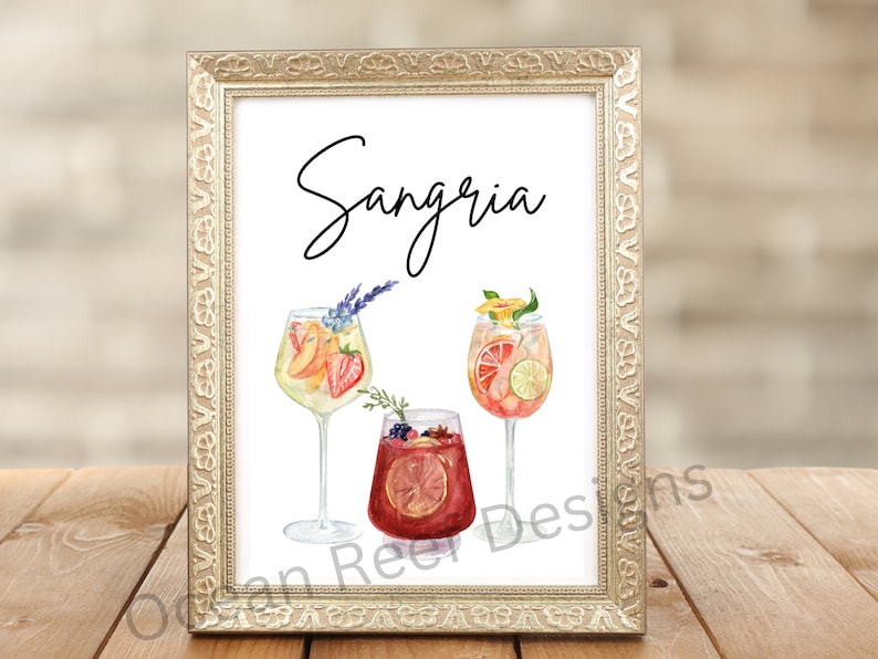 Sangria Bar Sign: Elegant Party Decor (canva - Digital Download) - Etsy