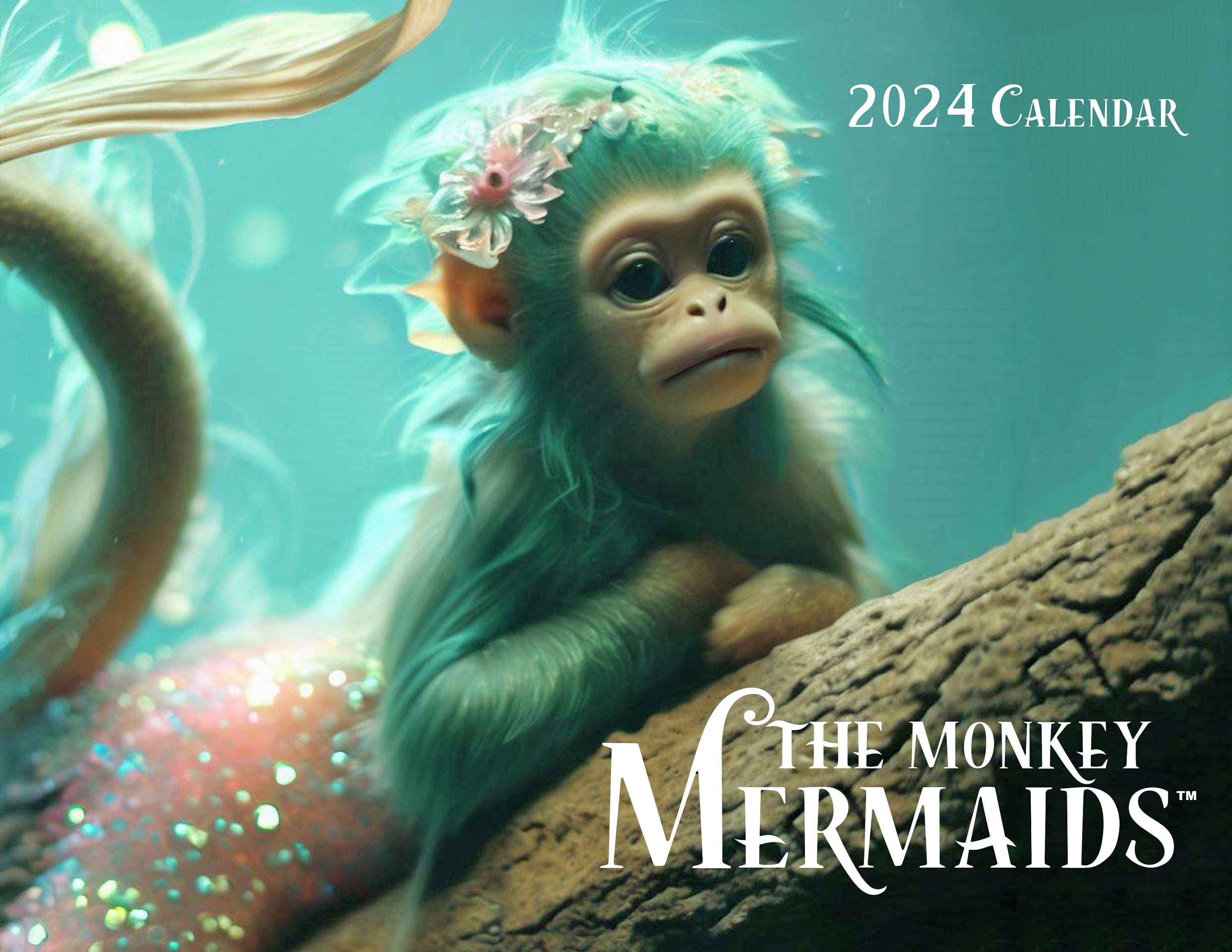 MONKEY MERMAIDS Printable 16-month Calendarseptember 1, 2023, Through ...