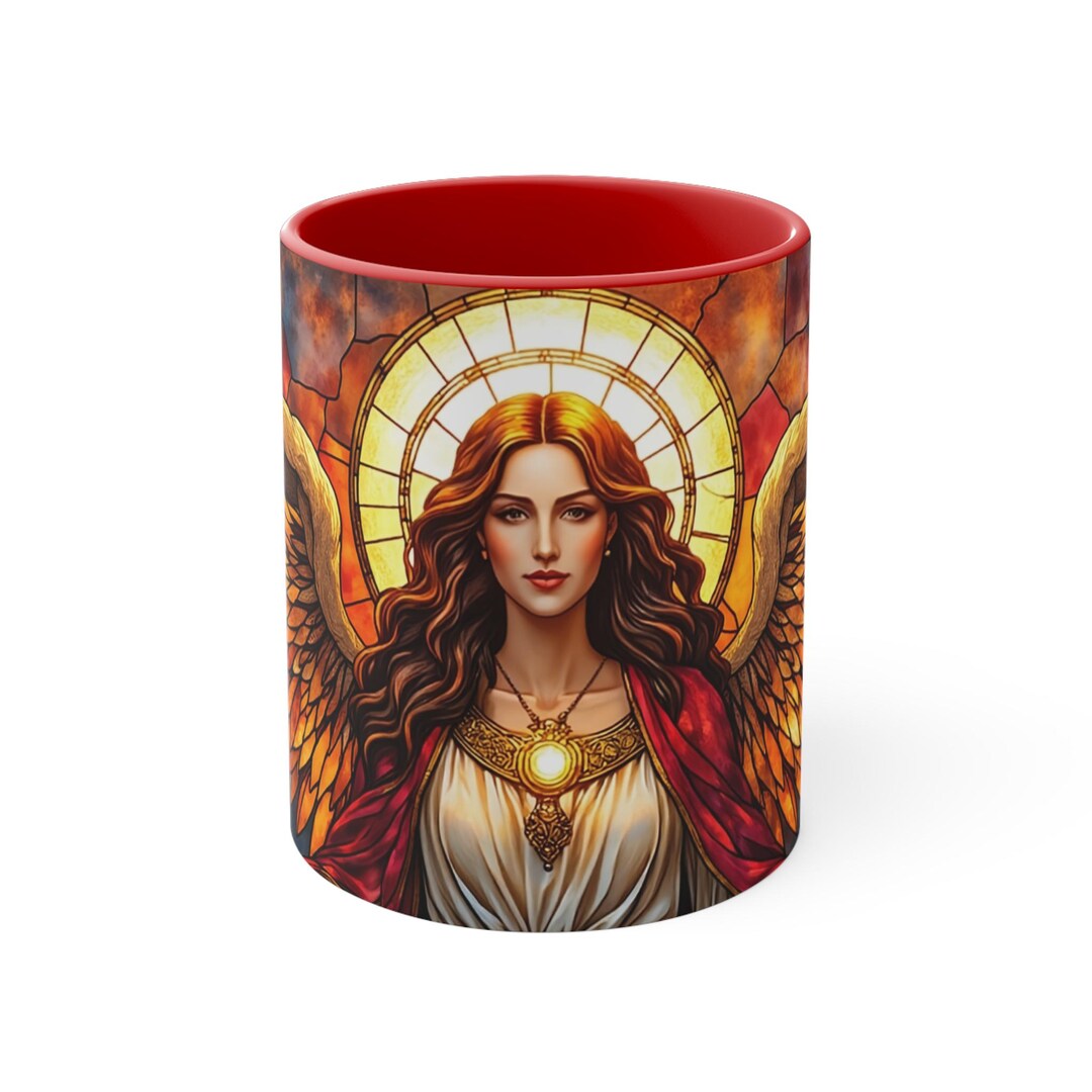 Stained Glass Look Angel Mug, Religious Coffee Cup, Halo Cherub Tea Mug ...
