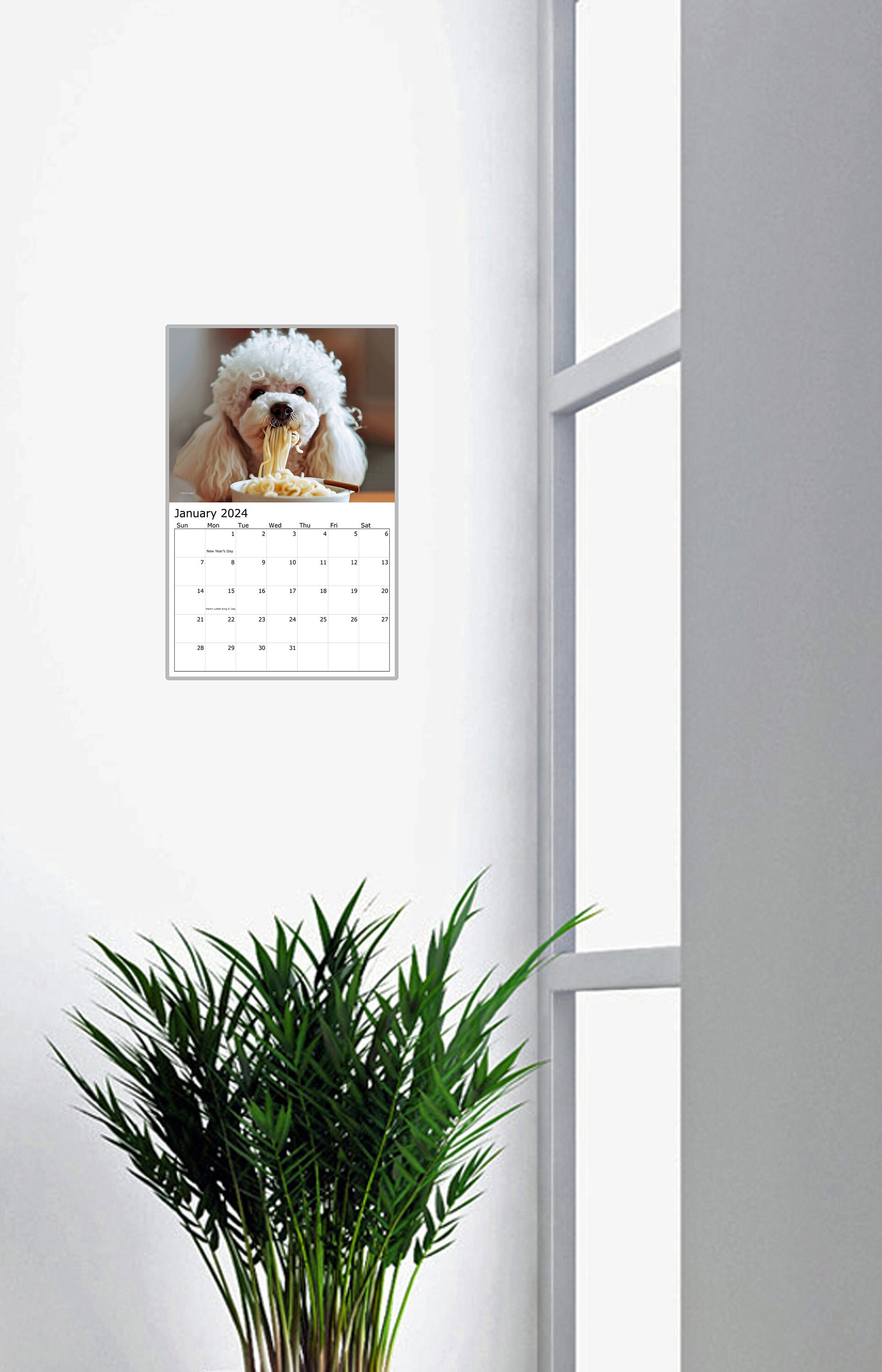 POODLES & NOODLES Printable 16-month Calendarseptember 1, 2023, Through ...