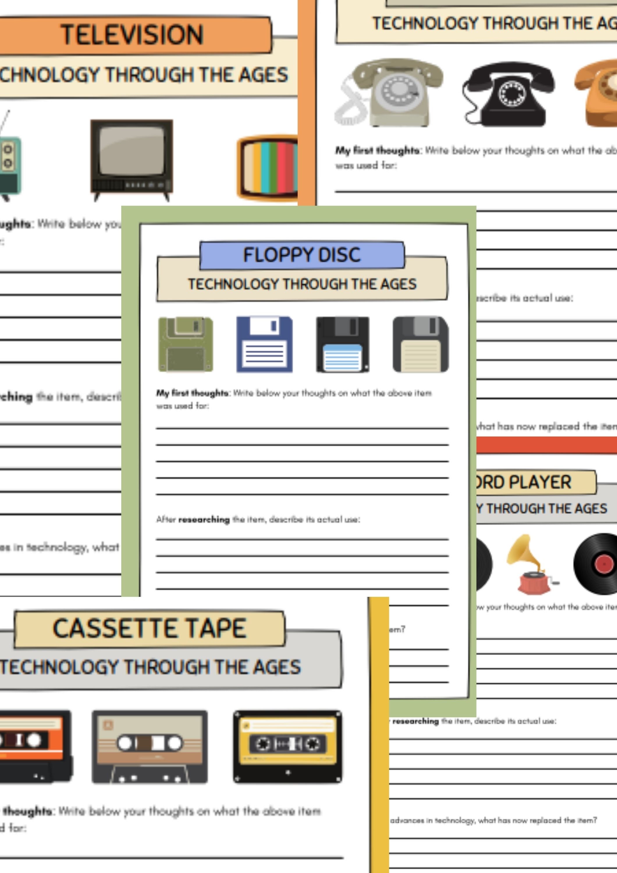 Teacher Retro Technology Worksheet-looking at the Past - Etsy