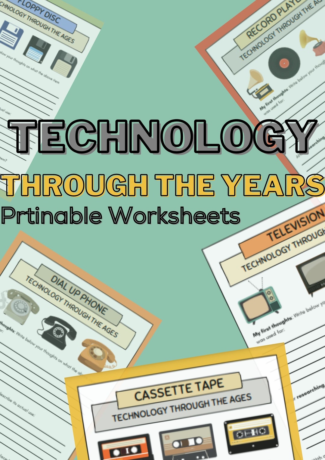 Teacher Retro Technology Worksheet-looking at the Past - Etsy