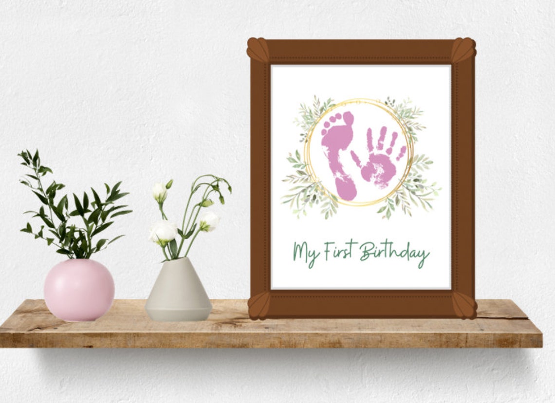 Printable Handprint Art | My First Birthday | Instant Digital Download ...