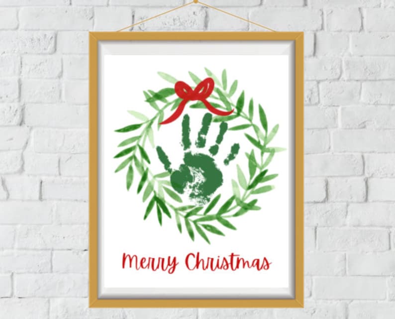Printable Handprint Art | Merry Christmas | Christmas Wreath | Instant ...