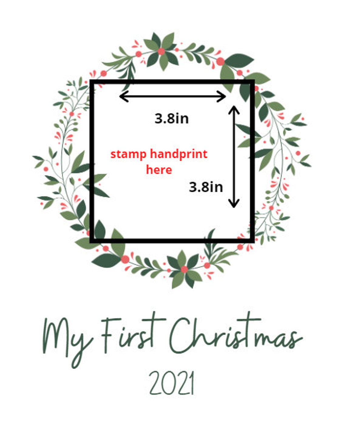 Printable Handprint Art My First Christmas Christmas Wreath | Etsy