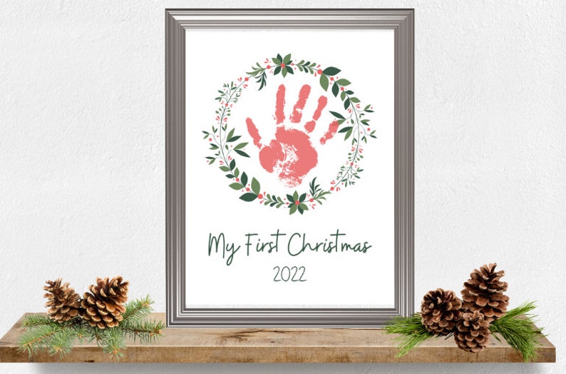 Printable Handprint Art My First Christmas Christmas - Etsy