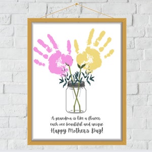 Printable Handprint Art for Mother's Day | A Grandma is Like A Flower ...