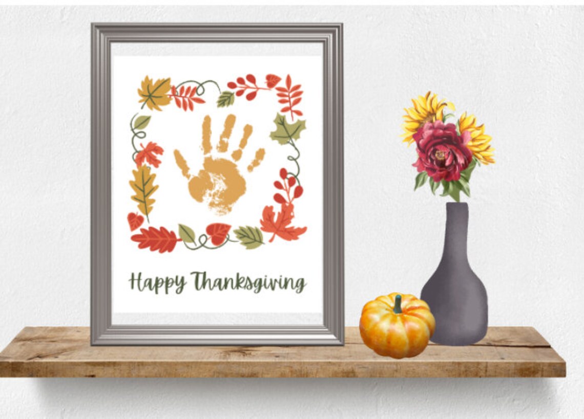 Printable Handprint Art | Happy Thanksgiving | Instant Digital Download ...