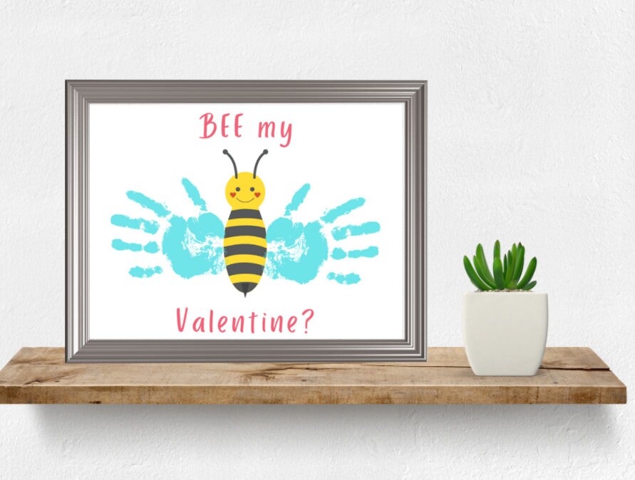 Printable Handprint Art | Bee My Valentine | Instant Digital Download ...