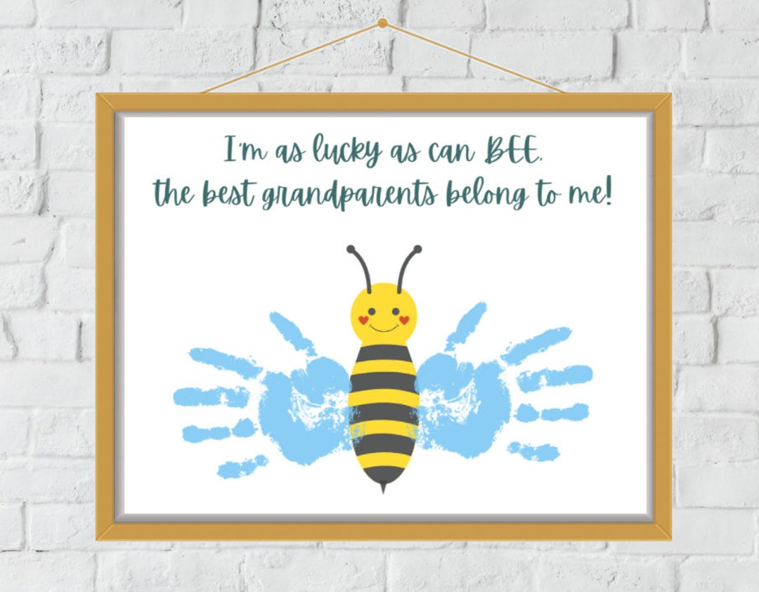 Grandparents Handprint Art | Lucky Bee Keepsake Gift (digital Download ...
