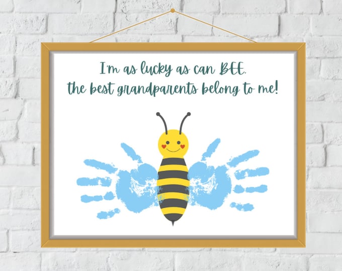 Grandparents Bee Handprint Craft -- Printable DIY Best Grandparents Art ...