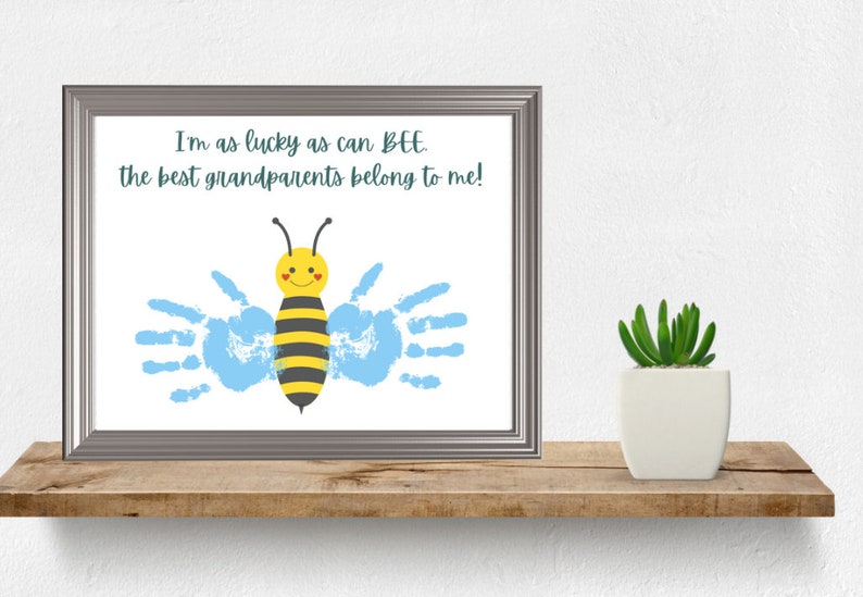 Grandparents Handprint Art | Lucky Bee Keepsake Gift (digital Download ...