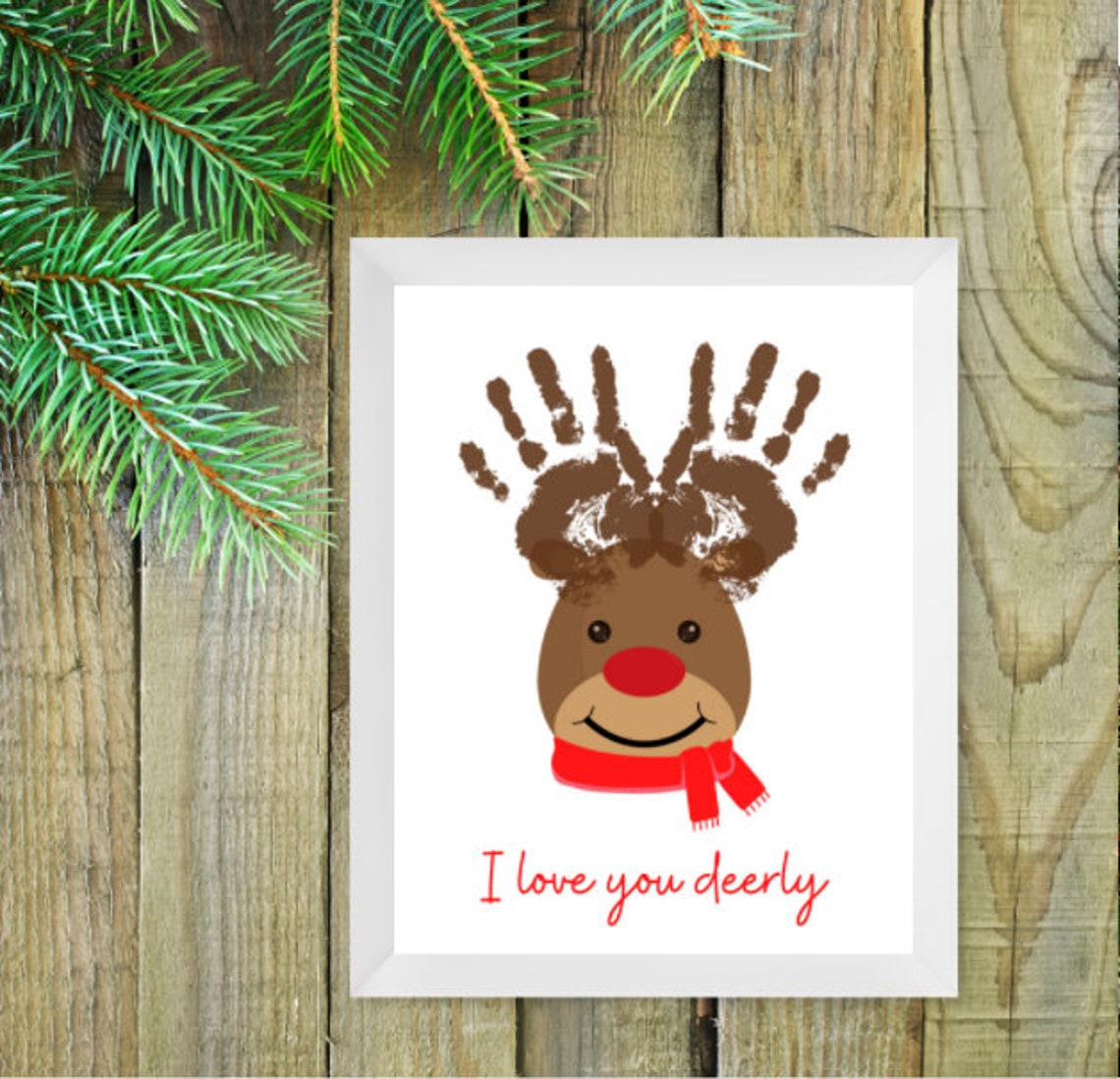 Printable Handprint Art I Love You Deerly Christmas Craft Instant ...