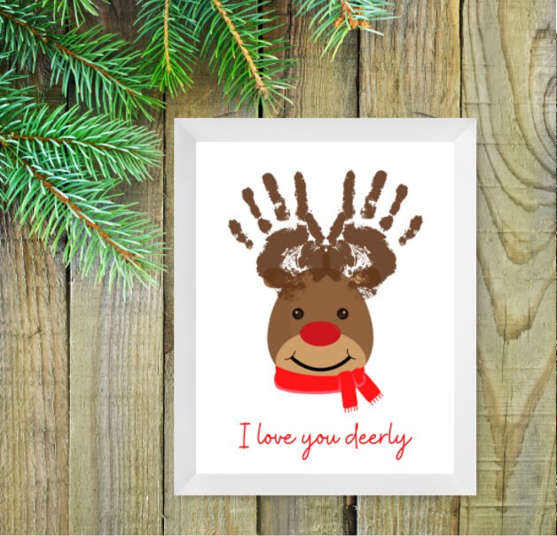 Printable Handprint Art | I Love You Deerly | Christmas Craft | Instant ...