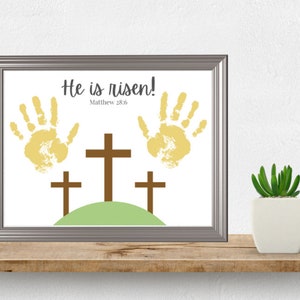 Easter Printable Handprint Art | He is Risen | Matthew 28:6 | Instant ...