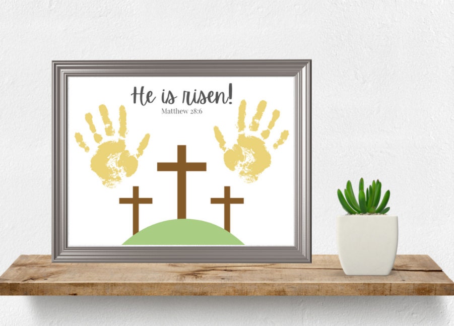 Easter Printable Handprint Art He is Risen Matthew 28:6 Instant Digital ...