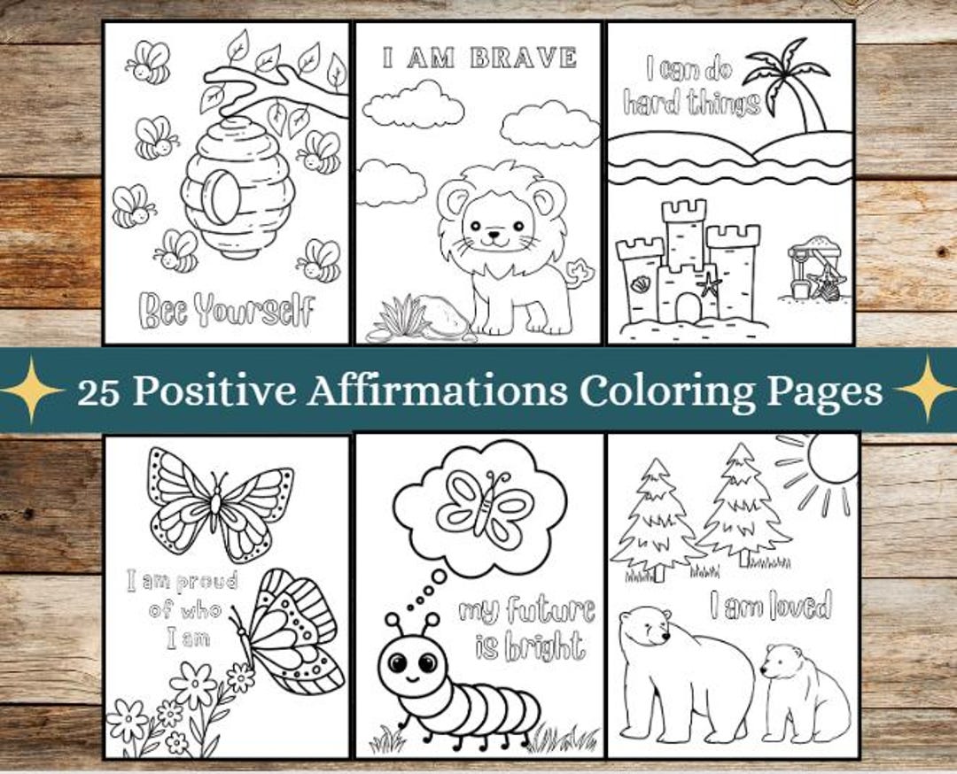 Positive Affirmations Coloring Pages for Kids - Etsy