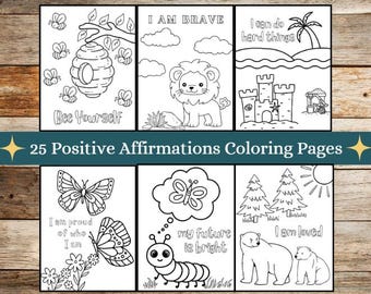 Positive Affirmation Coloring Pages for Kids Printables, 20 Animal ...