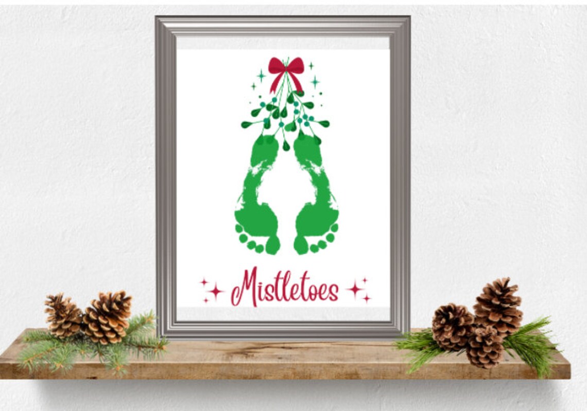 Printable Handprint/footprint Art Mistletoes Christmas Craft Instant ...