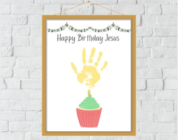Printable Handprint Art | Happy Birthday Jesus | Christmas Craft ...