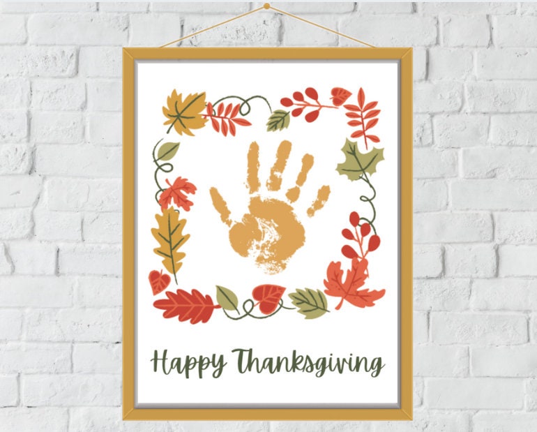 Printable Handprint Art | Happy Thanksgiving | Instant Digital Download ...