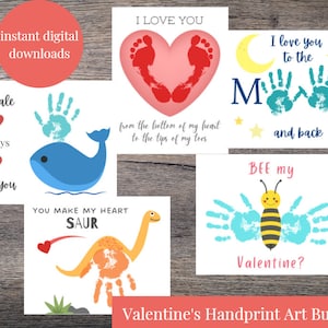 Printable Handprint Art | Valentine's Day Bundle | Instant Digital ...