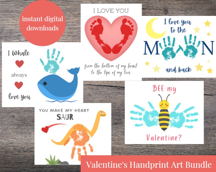Printable Handprint Art Valentine's Day Bundle Instant Digital Download ...