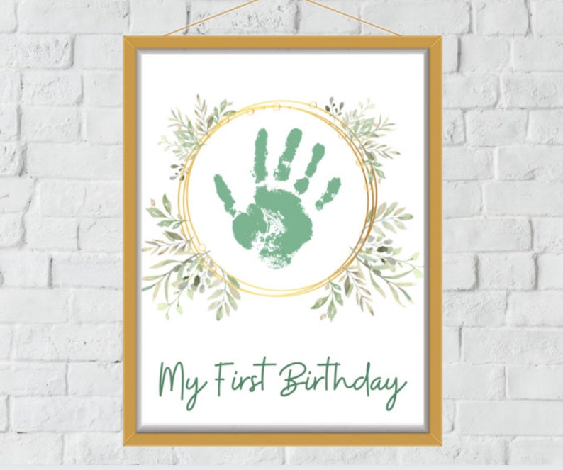 Printable Handprint Art | My First Birthday | Instant Digital Download ...
