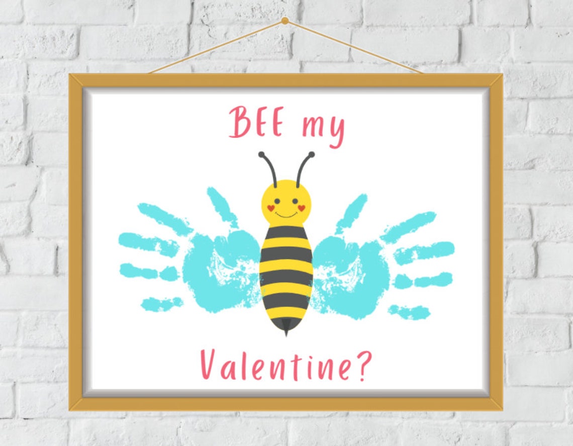Printable Handprint Art Bee My Valentine Instant Digital Download - Etsy