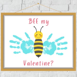 Printable Handprint Art | Bee My Valentine | Instant Digital Download ...