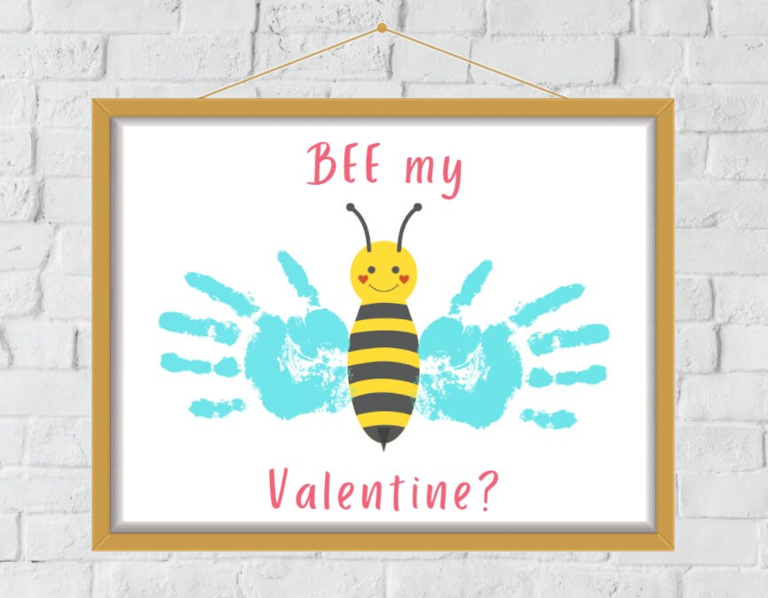 Printable Handprint Art Bee My Valentine Instant Digital Download - Etsy