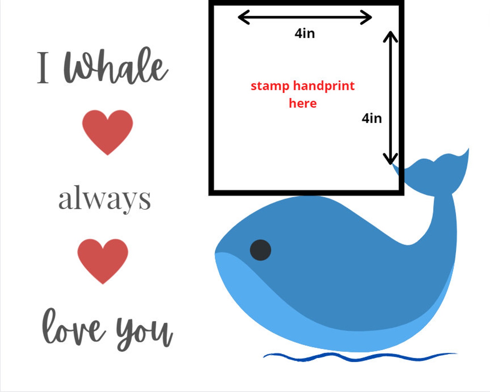 Printable Handprint Art | I Whale Always Love You | Instant Digital ...