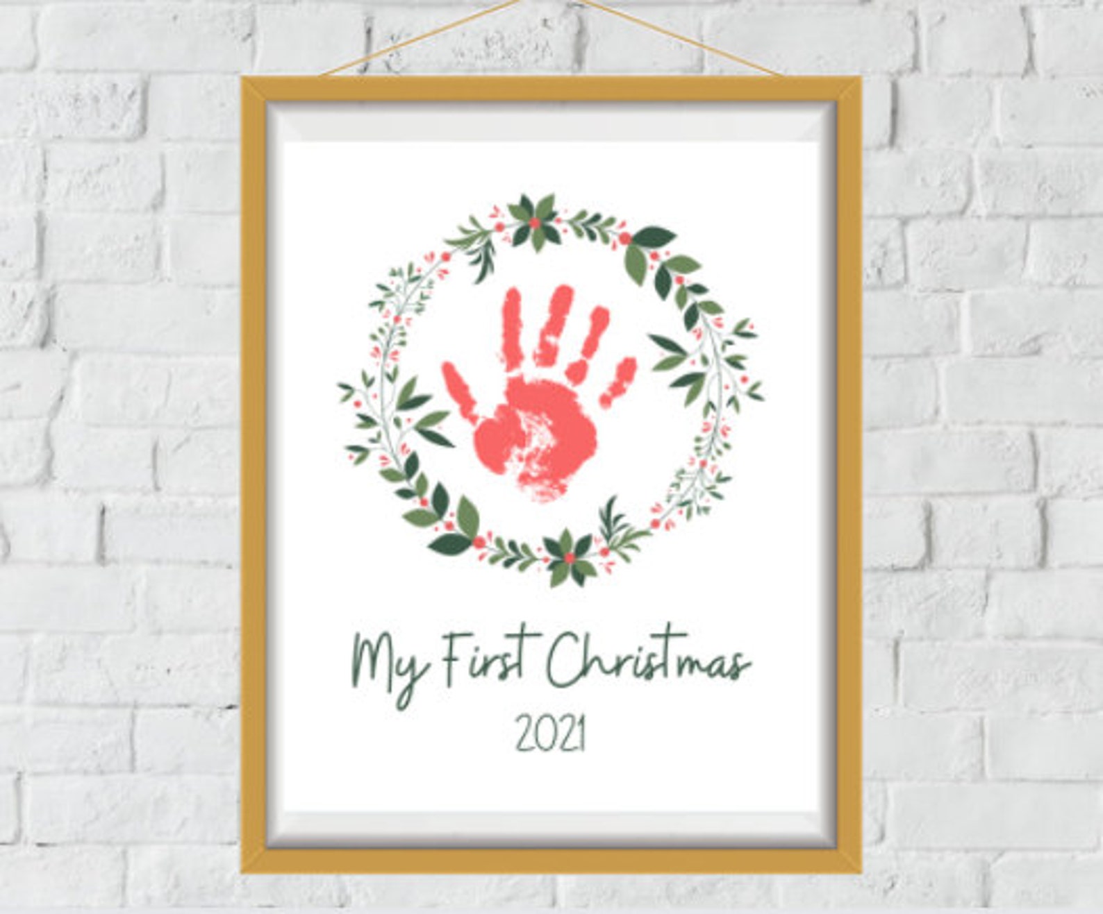 Printable Handprint Art My First Christmas Christmas Wreath | Etsy