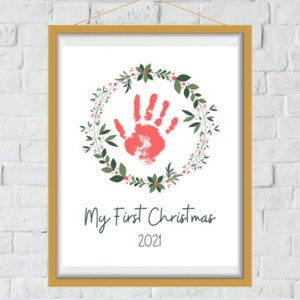 Printable Handprint Art My First Christmas Christmas Wreath | Etsy