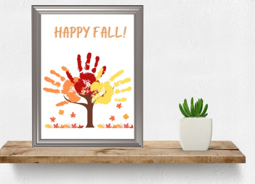 Printable Handprint Art | Happy Fall | Instant Digital Download - Etsy