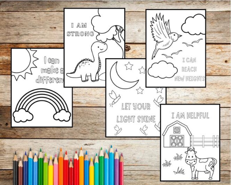 Positive Affirmations Coloring Pages for Kids - Etsy