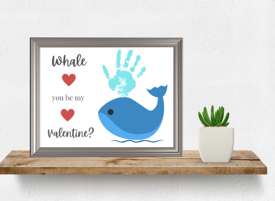 Printable Handprint Art | Whale You Be My Valentine | Instant Digital ...
