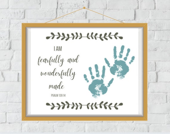 Printable Handprint Art I Am Fearfully and Wonderfully Made | Etsy