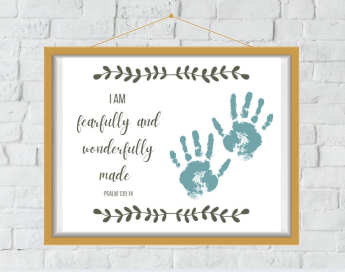 Printable Handprint Art | I Am Fearfully and Wonderfully Made | Psalm ...
