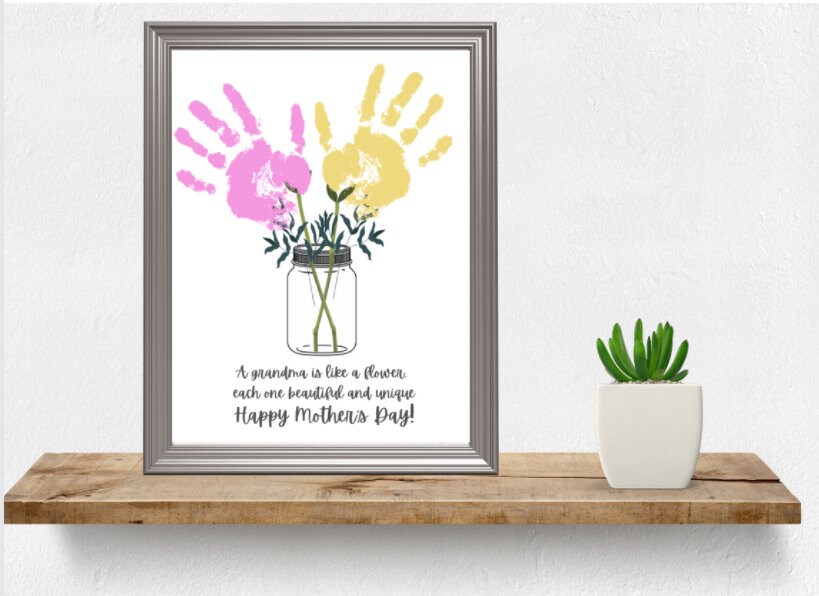 Printable Handprint Art for Mother's Day | A Grandma is Like A Flower ...