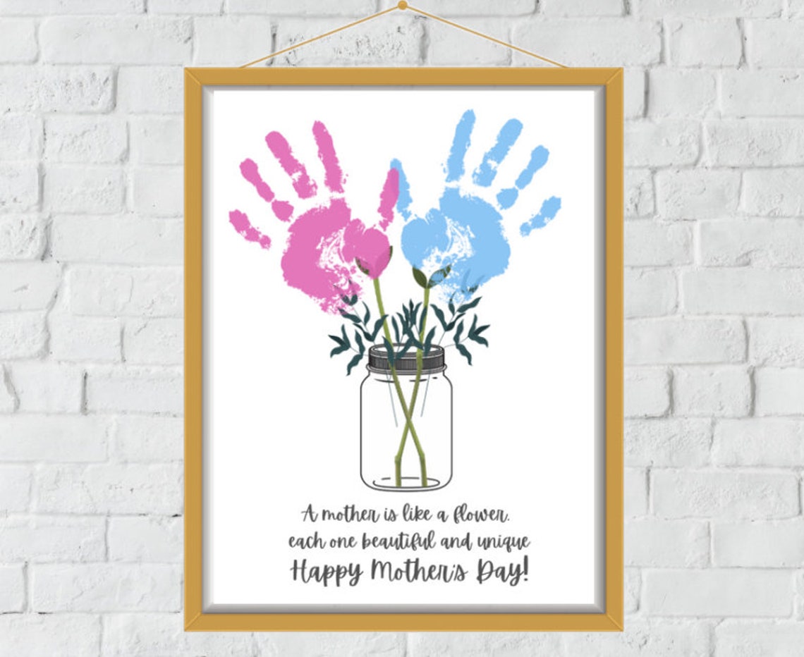 Printable Handprint Art for Mother's Day A Mother is Like A Flower ...