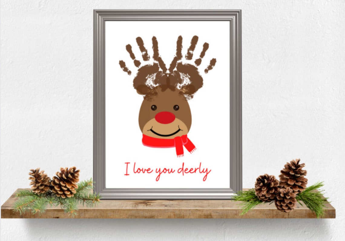 Printable Handprint Art I Love You Deerly Christmas Craft Instant ...
