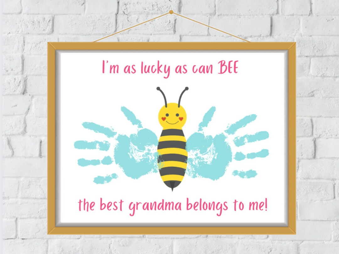 Lucky Grandma Bee Handprint Art | Keepsake Gift (digital Download) - Etsy