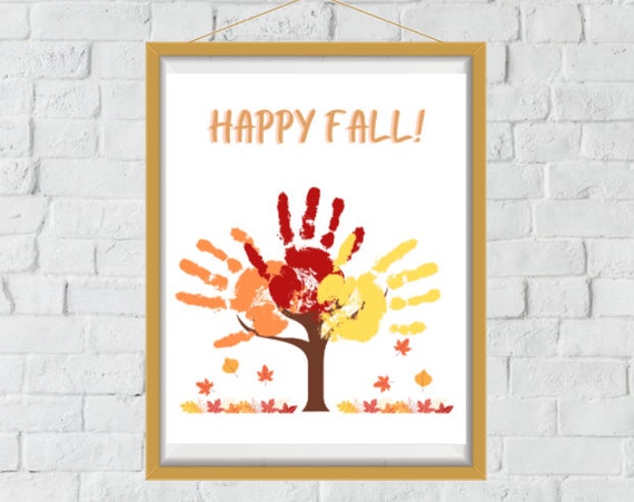 Printable Handprint Art Happy Fall Instant Digital | Etsy