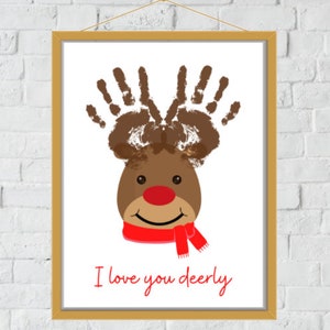 Printable Handprint Art | I Love You Deerly | Christmas Craft | Instant ...