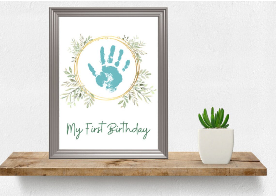 Printable Handprint Art | My First Birthday | Instant Digital Download ...