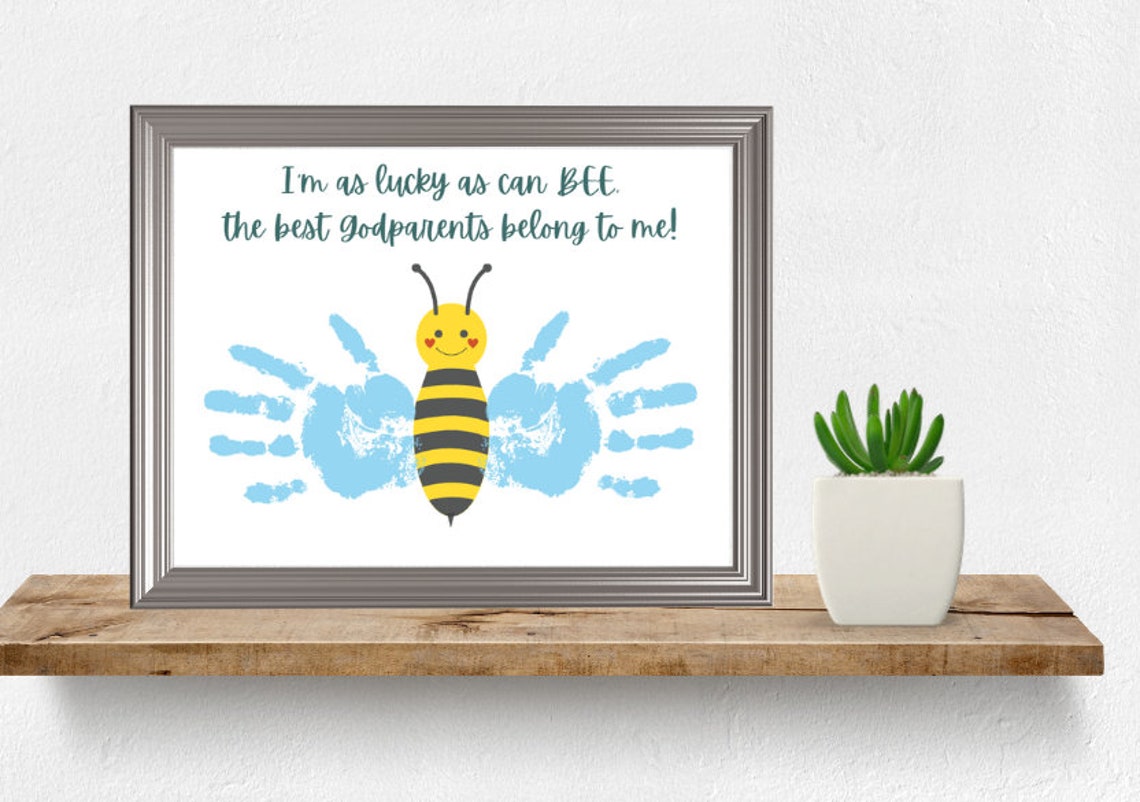 Printable Handprint Art I'm as Lucky as Can Bee, the Best Godparents ...