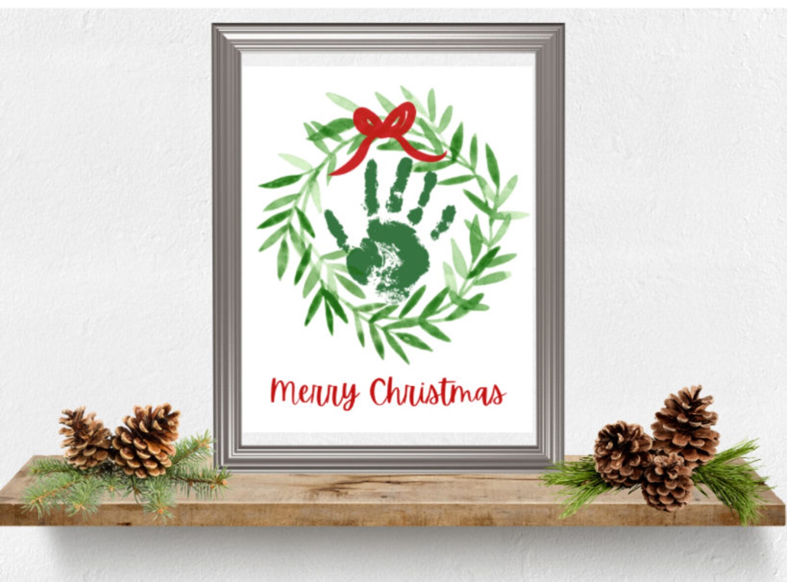 Printable Handprint Art Merry Christmas Christmas Wreath Instant ...