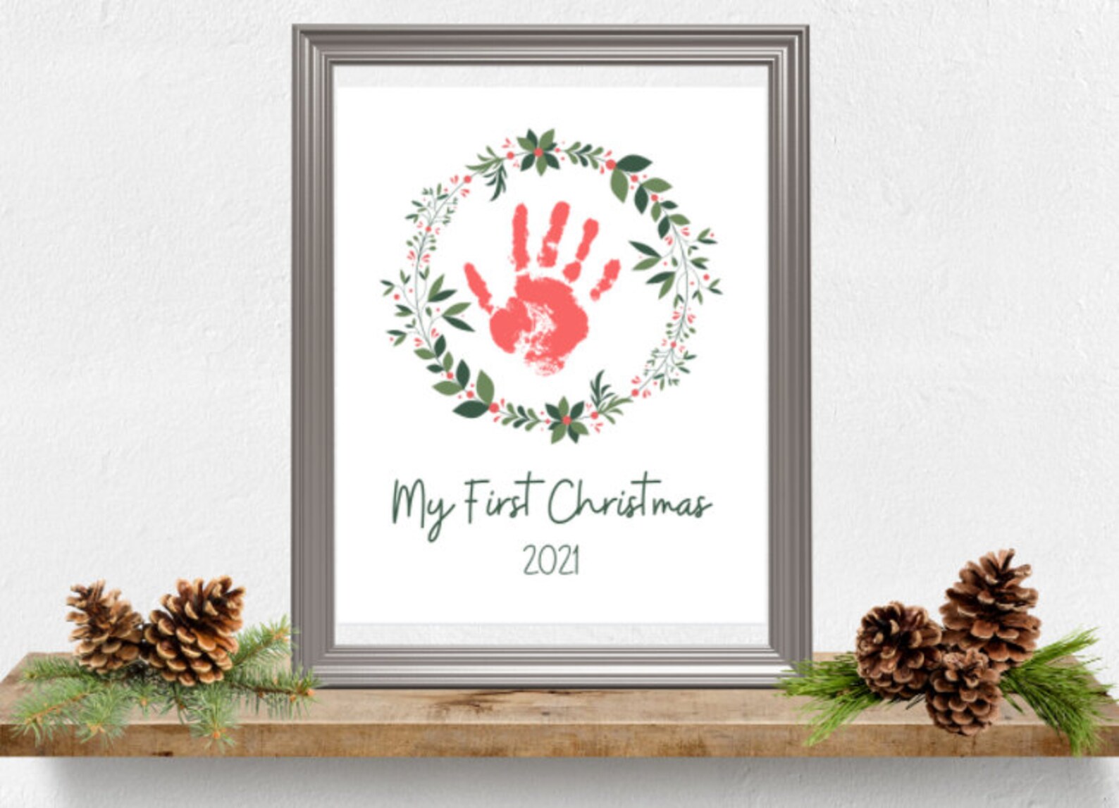 Printable Handprint Art My First Christmas Christmas Wreath | Etsy