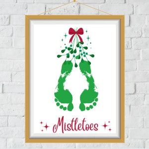 Printable Handprint/footprint Art Mistletoes Christmas Craft Instant ...